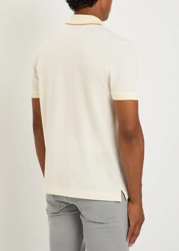 BOSS Striped-trim Piqué Cotton Polo Shirt