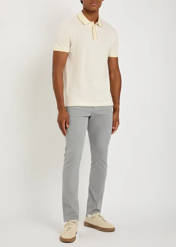 BOSS Striped-trim Piqué Cotton Polo Shirt