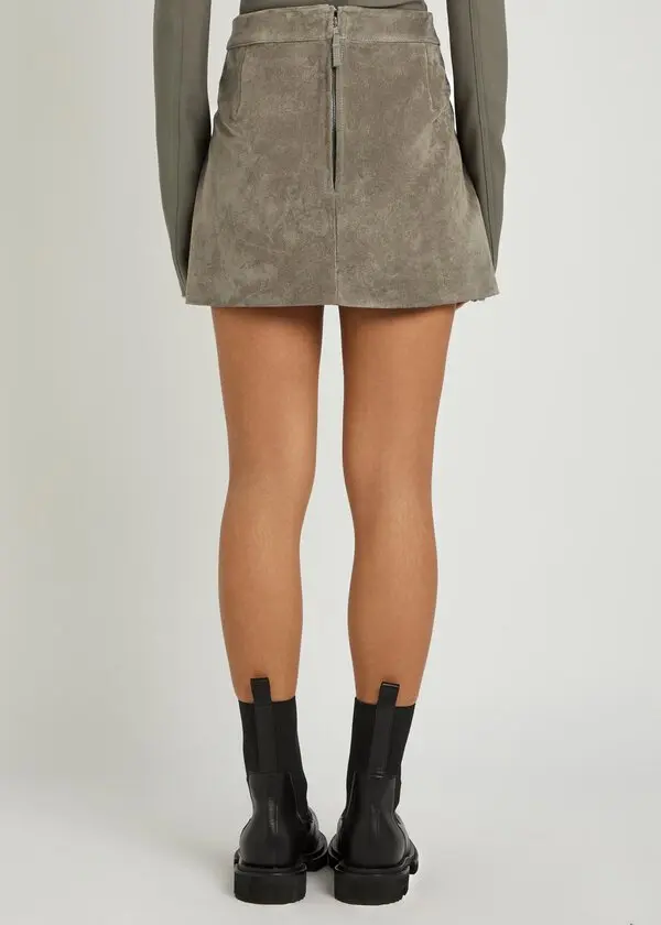 Rick Owens Suede Mini Skirt With Side Slits