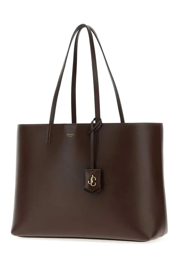 JIMMY CHOO Chocolate Leather Nine2five Shopping Bag