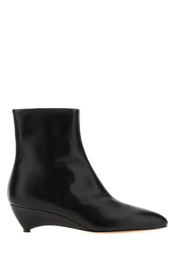 JIL SANDER Leather Ankle Boots - Black