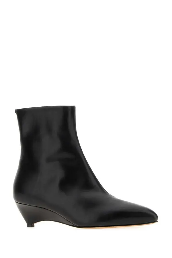 JIL SANDER Leather Ankle Boots - Black
