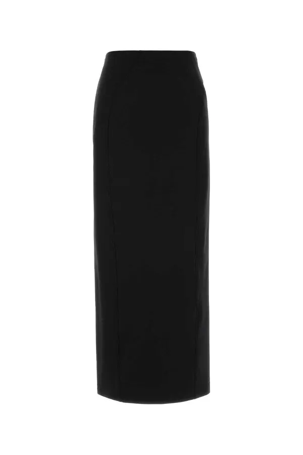 JIL SANDER Stretch Wool Blend Skirt - Black