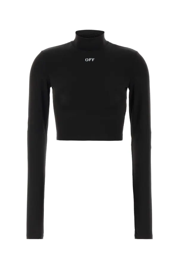 Off-White Stretch Jersey Cropped Top - Black