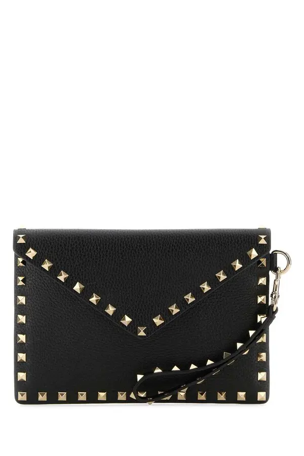 Valentino Garavani Rockstud Leather Clutch - Black