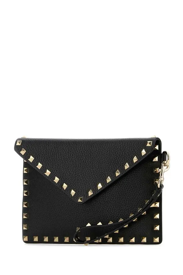 Valentino Garavani Rockstud Leather Clutch - Black