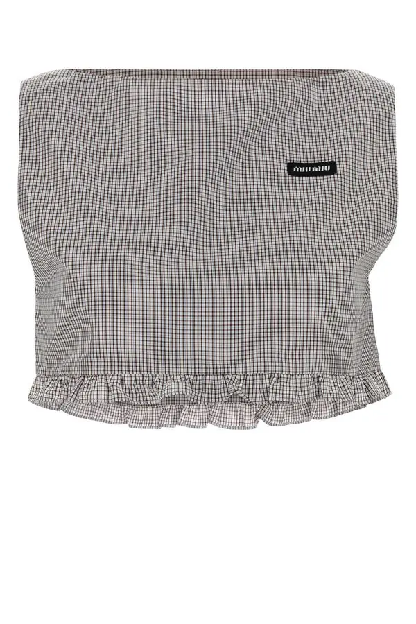 Miu Miu Embroidered Poplin Top - Multicolor