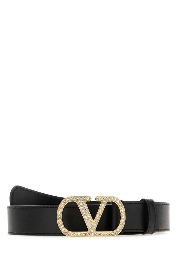 Valentino Garavani Leather Vlogo Signature Belt - Black