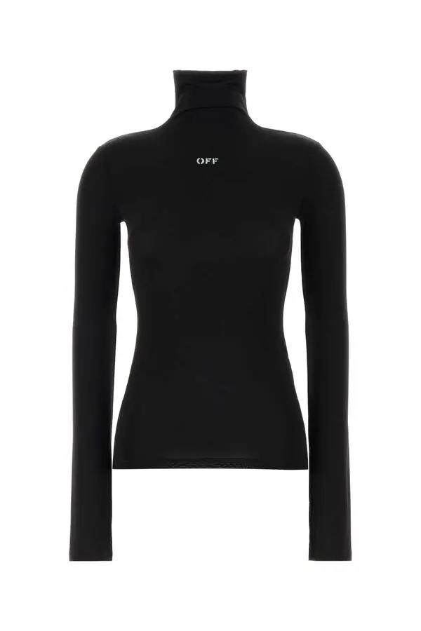 Off-White Jersey Turtleneck Top - Black
