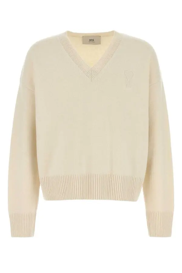 AMI Paris Ivory Wool Blend Sweater
