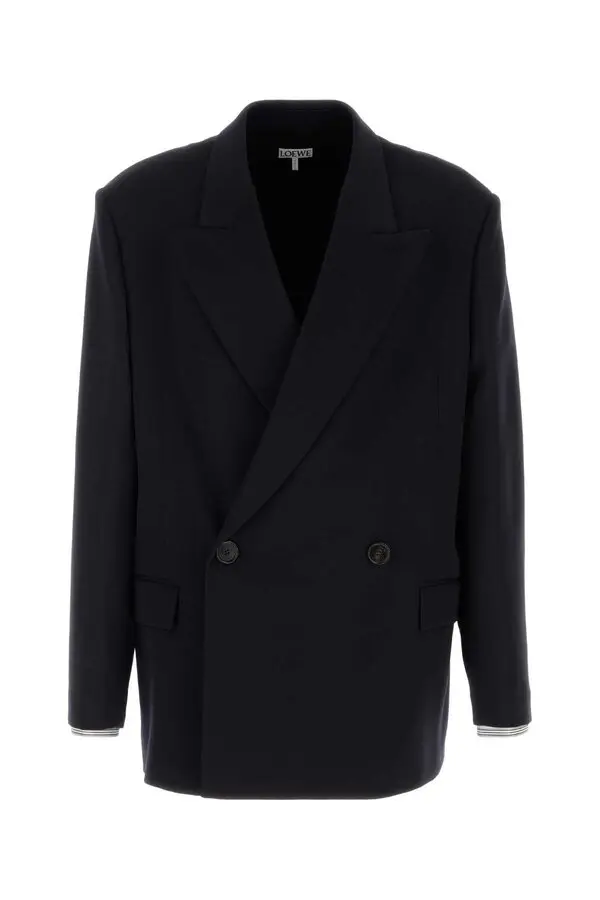 Loewe Navy Wool Blend Blazer - Blue