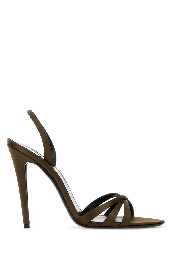 Saint Laurent Army Satin Kate High Heel Sandals - Green