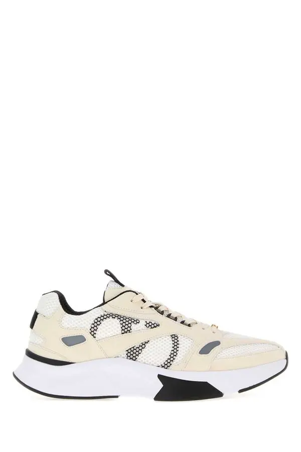 Valentino Garavani Two-tone Suede And Mesh Demivée Sneakers - Multicolor