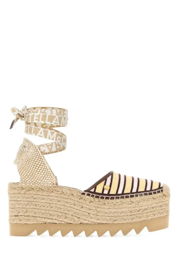 Stella McCartney Embroidered Canvas Gaia Wedges - Multicolor