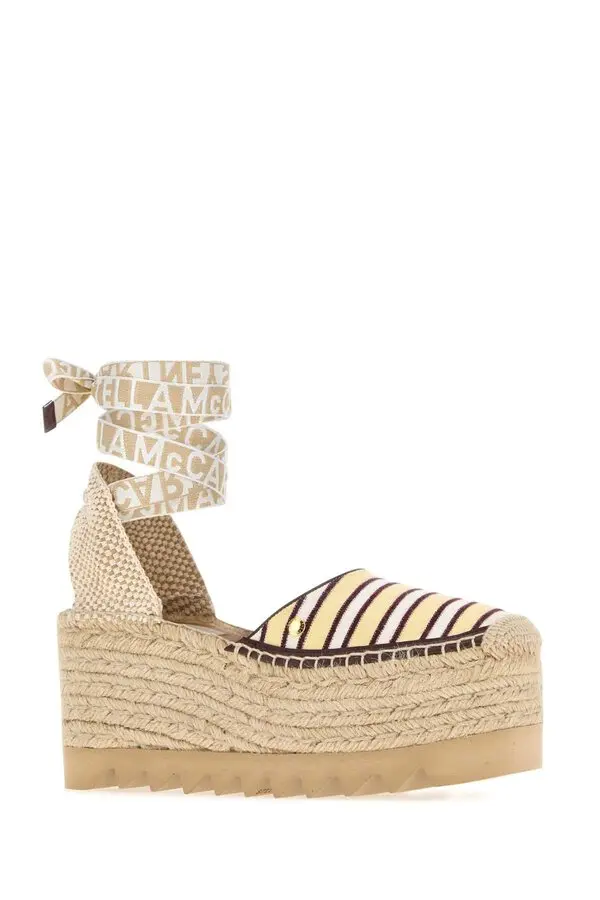 Stella McCartney Embroidered Canvas Gaia Wedges - Multicolor