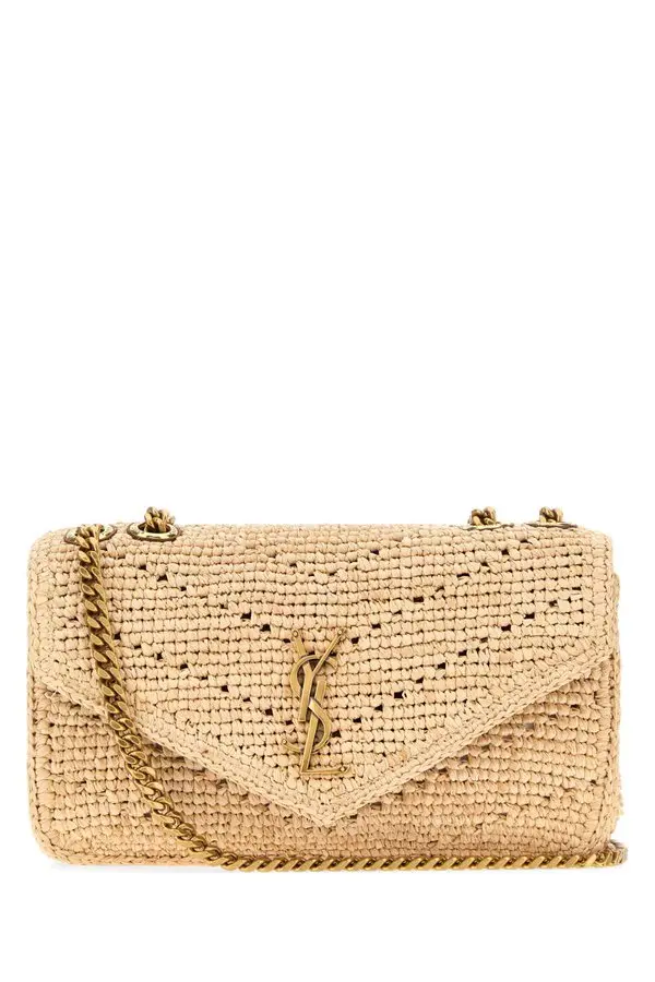 Saint Laurent Raffia Loulou Shoulder Bag - Brown