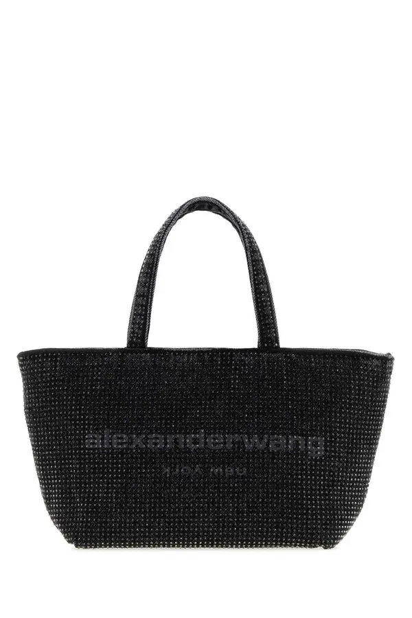 Alexander Wang Embellished Denim Small Punch Handbag - Black