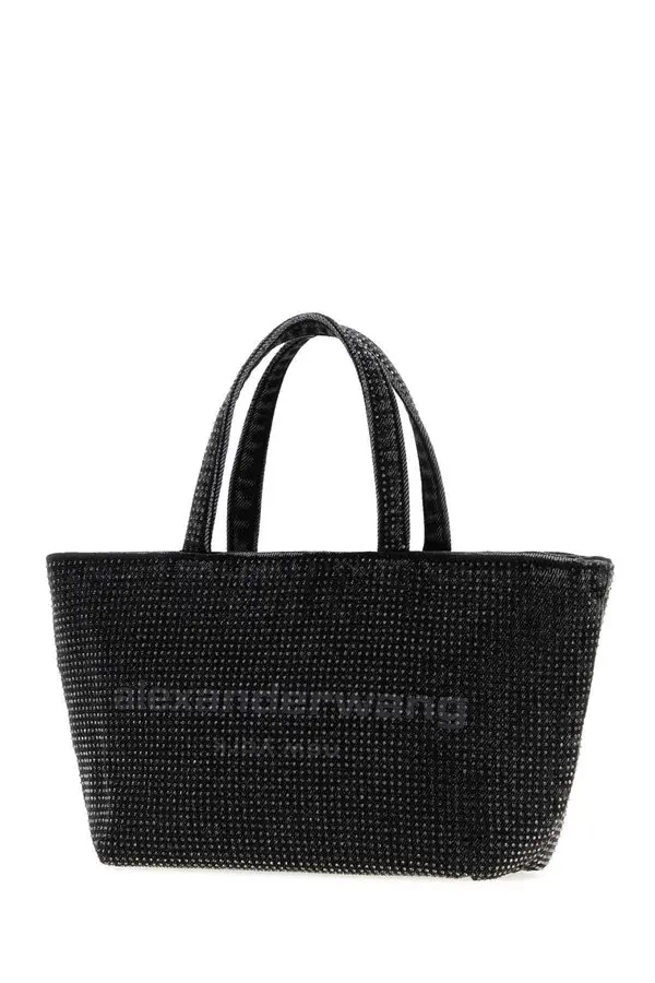 Alexander Wang Embellished Denim Small Punch Handbag - Black