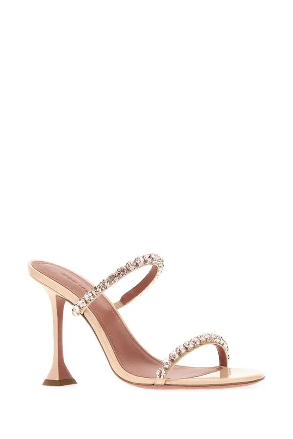Amina Muaddi Gigi Embellished Leather Mules