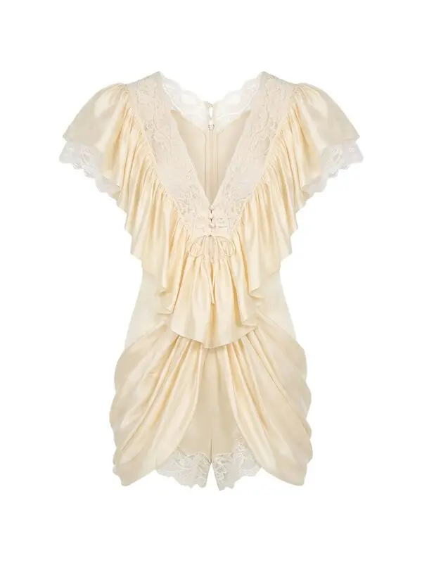 Chloé Sleeveless Silk Crepe Top With Lace Trim - Multicolor