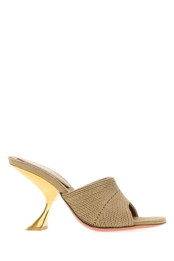 Amina Muaddi Cappuccino Fabric Taylor Mules - Brown