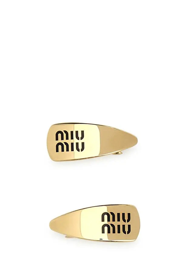 Miu Miu Tone Logo Hair Clip - Gold