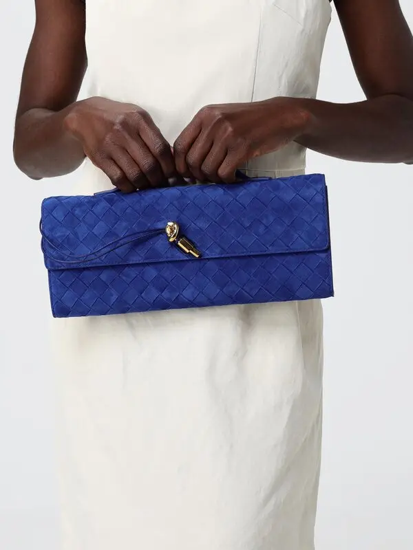 Bottega Veneta Royal Blue Suede Clutch