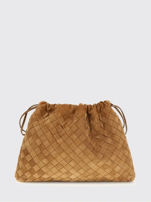 Bottega Veneta Woven Lambskin Clutch With Top Handle - Brown