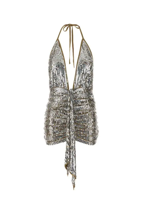 Dsquared2 Embellished Wool Mini Dress - Silver