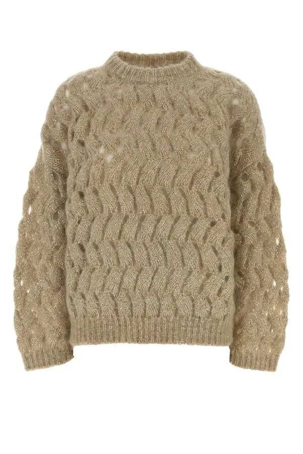 Brunello Cucinelli Sand Mohair Blend Oversize Sweater - Brown