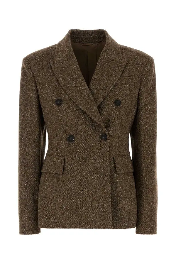 Brunello Cucinelli Melange Wool Blend Blazer - Brown