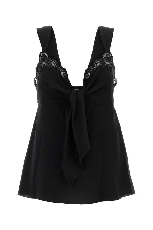 Chloé Crepe Draped Top - Black