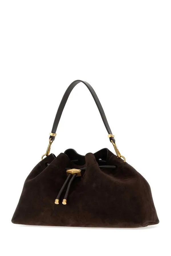 JIMMY CHOO Suede Bon Bon Bucket Bag - Brown