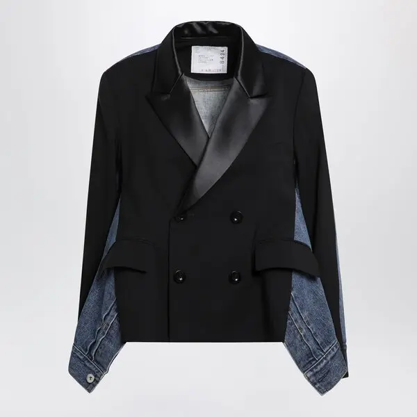 Sacai Double-breasted Jacket In Wool And Denim