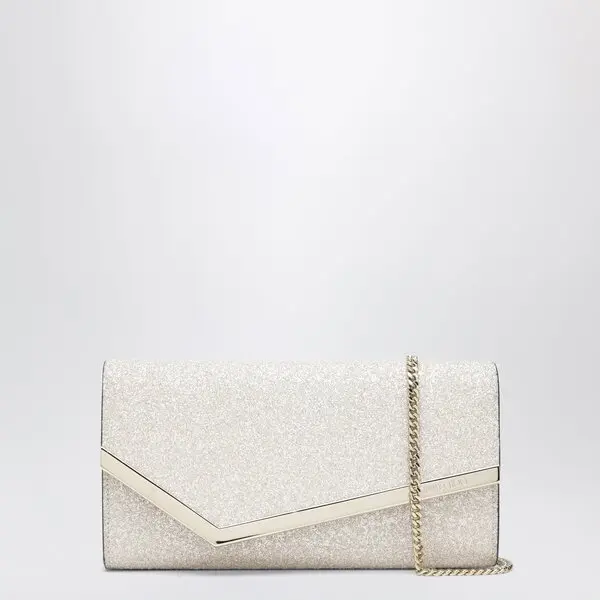 JIMMY CHOO Emmie Pouch With Light Gold Micro-glitter - Silver