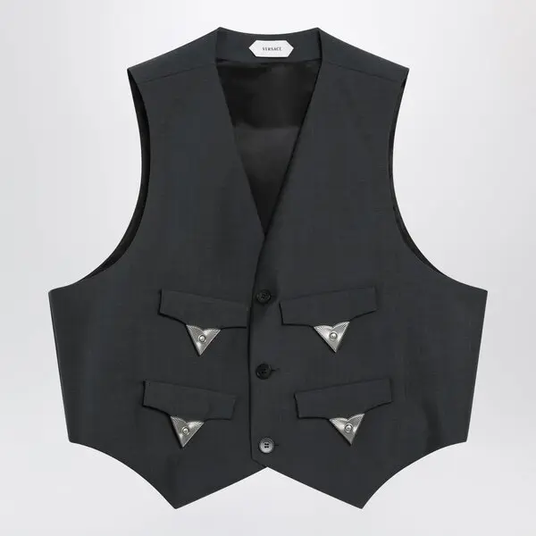 Versace Grey Mohair Wool Vest