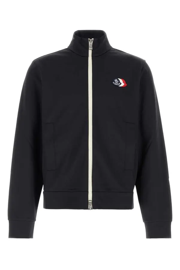 Moncler Stretch Nylon Blend Zip-up Sweatshirt - Black