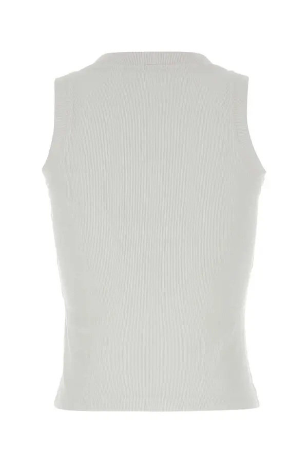 Off-White Stretch Cotton Tank Top - White