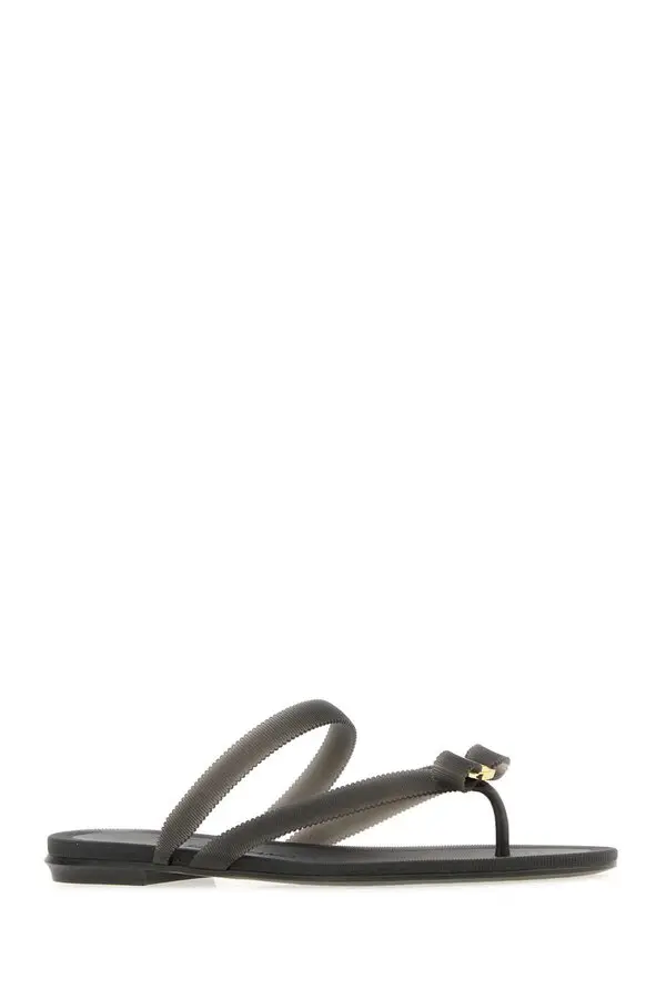 FERRAGAMO Rubber Thong Slippers - Black