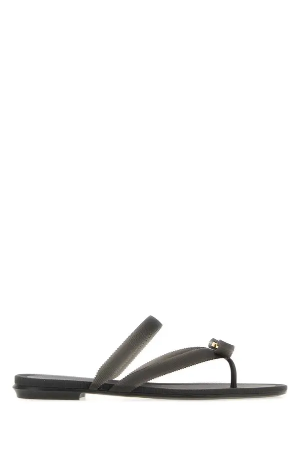 FERRAGAMO Rubber Thong Slippers - Black