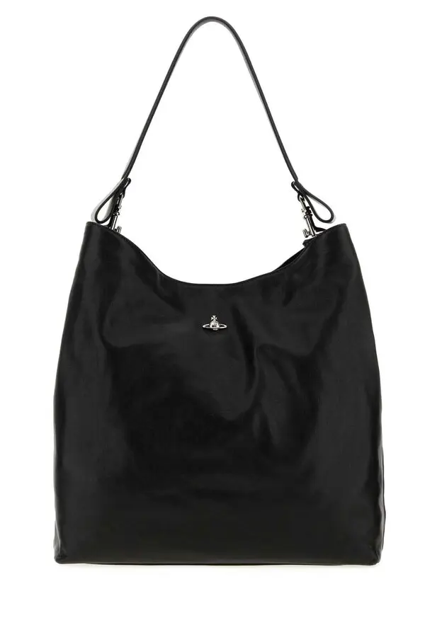 VIVIENNE WESTWOOD Leather Large Lottie Shopping Bag - Black