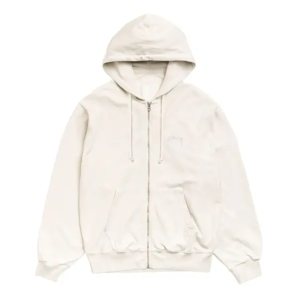 StÜssy Lightweight Terry Full Zip Hoodie - Stone