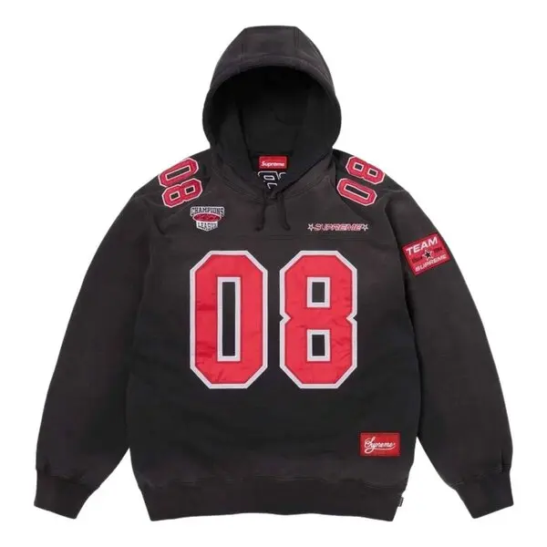 Supreme Ss26 Football Jersey Hooded Sweatshirt - Black