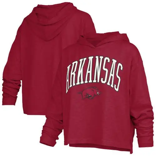 PRESSBOX Arkansas Razorbacks Nelson Arch Over Logo Long Sleeve Hooded Slub T-shirt - Cardinal