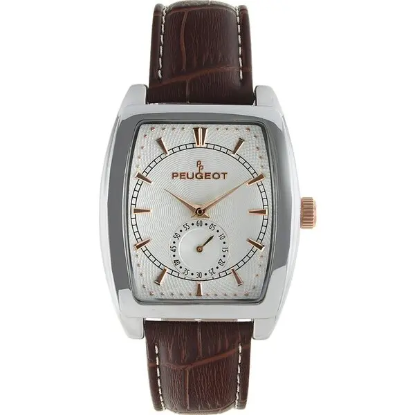 PEUGEOT Vintage Remote Sweep Leather Watch33mm - Brown