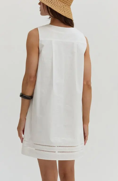 CRESCENT Lattice Trim Poplin Mini Dress - White