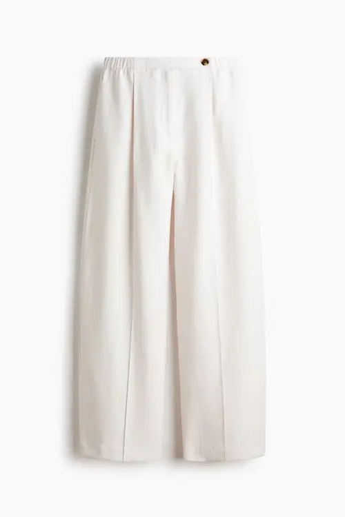 H&m Creased Barrel-leg Pants - Cream