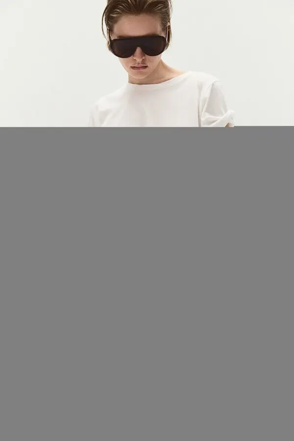 H&m Creased Barrel-leg Pants - Cream