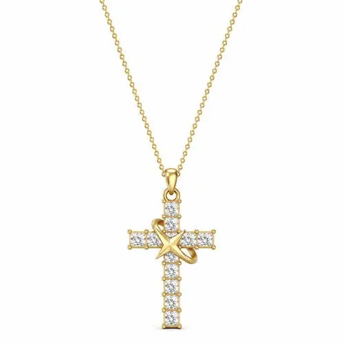 DONATELLO GIAN Crystal Cross Pendant Necklace - Gold