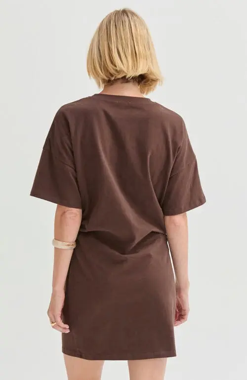CRESCENT Elbow Sleeve Ruched T-shirt Mini Dress - Brown